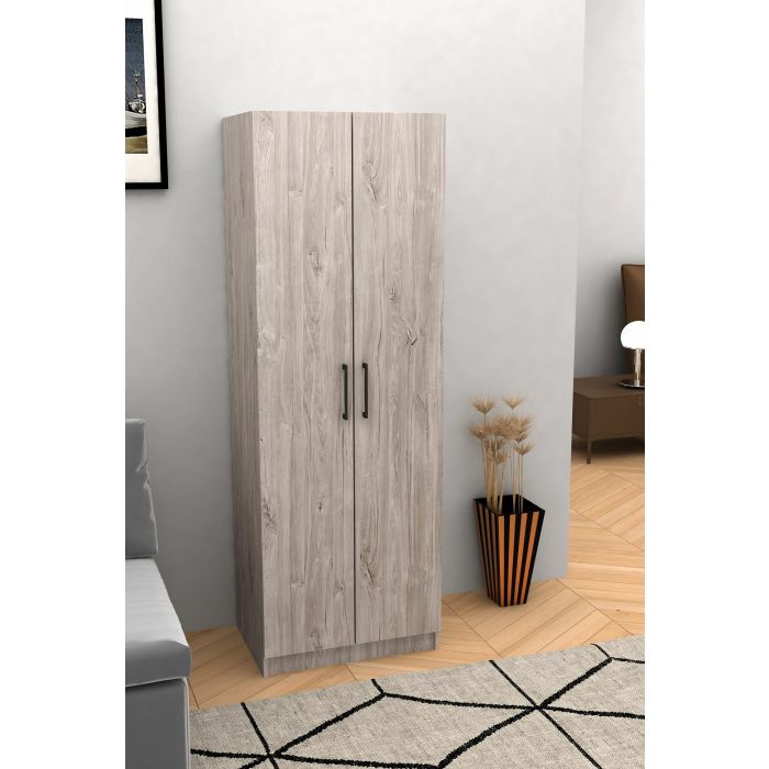 armoire 2 portes lingère EDEN 80cm nouveau chêne gris | Belfurn